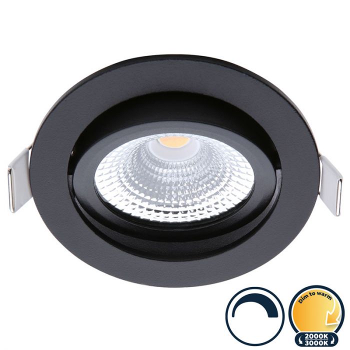 Dimbare led inbouwspot zwart, dim to warm, kleine inbouwdiepte, IP54 Dimbare led inbouwspot zwart, dim to warm, kleine inbouwdiepte, IP54